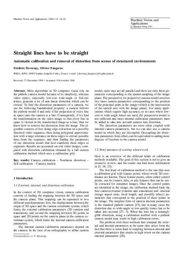 (PDF) Straight Lines Have to Be Straight Automatic Calibration and ...