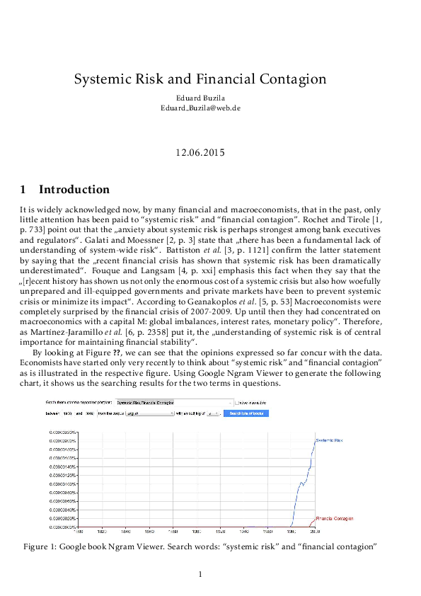 (PDF) Systemic Risk and Financial Contagion