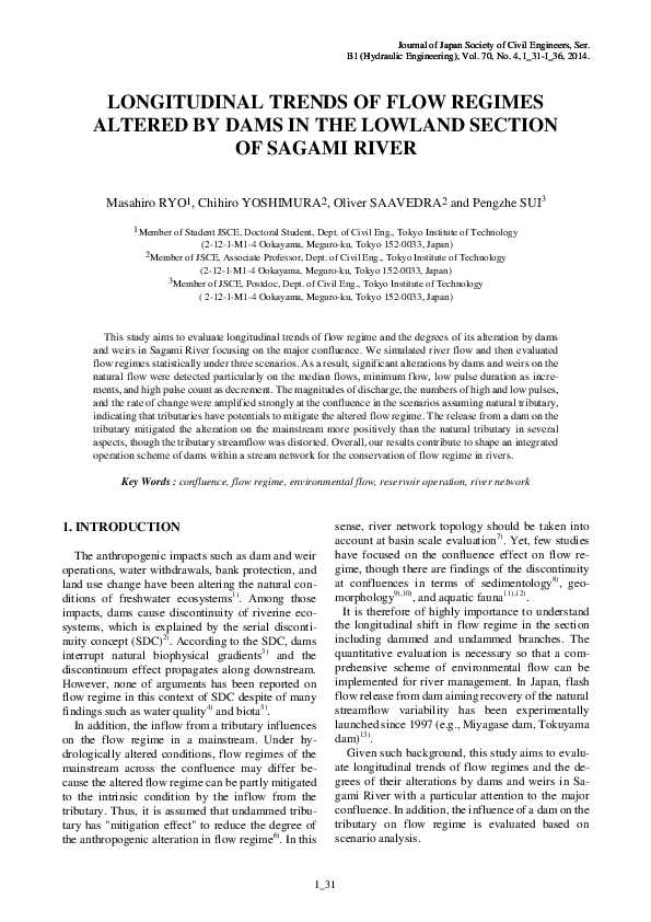 (PDF) Longitudinal trends of flow regimes altered by dams in the ...