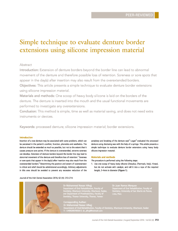 Simple technique to evaluate denture border extensions