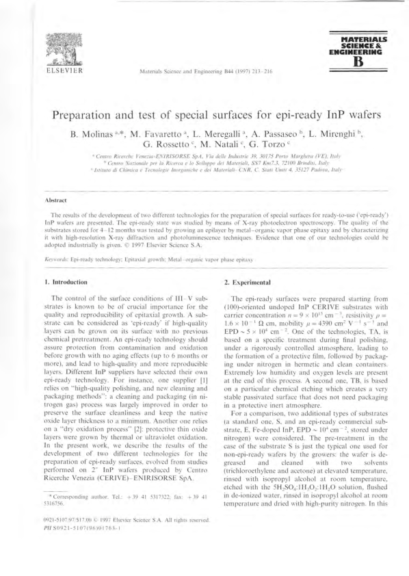 (PDF) Preparation and test of special surfaces for epi-ready InP wafers