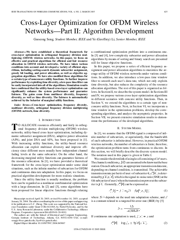 (PDF) Cross-layer optimization for OFDM wireless networks-part I: theoretical framework