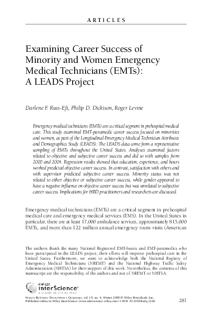 (PDF) Examining career success of minority and women emergency medical ...