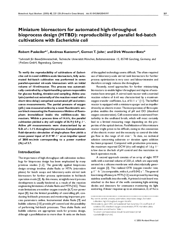 (PDF) Miniature bioreactors for automated high-throughput bioprocess design (HTBD ...