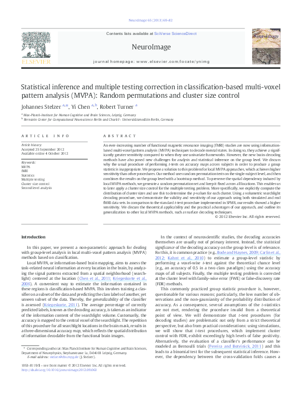 Pdf Statistical Inference And Multiple Testing Correction In