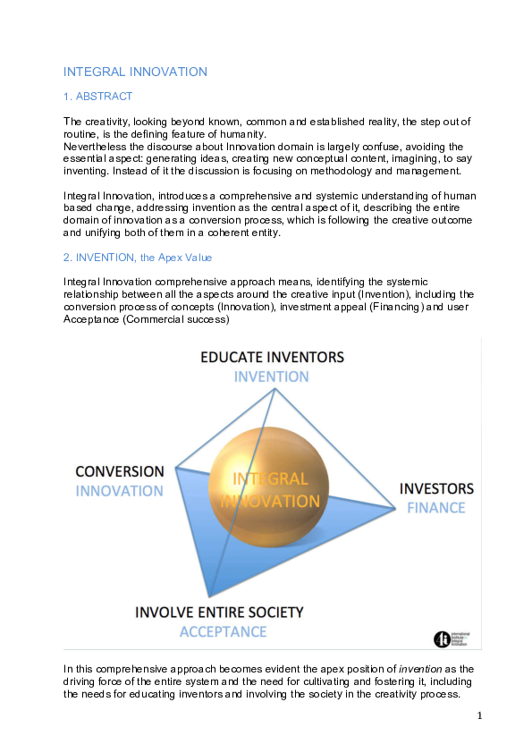 (PDF) August 2016 Integral Innovation | george teodorescu - Academia.edu