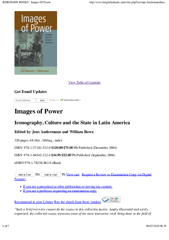 Images of Power: Iconography, Culture and the State in Latin America