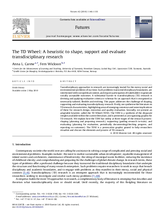 (PDF) The TD Wheel: A heuristic to shape, support and evaluate ...