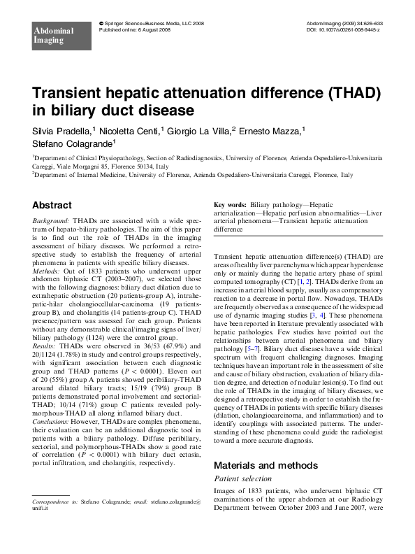 (PDF) Transient hepatic attenuation difference (THAD) in biliary duct ...