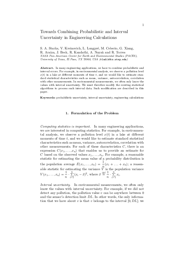 (PDF) Towards Combining Probabilistic and Interval Uncertainty in Engineering Calculations ...