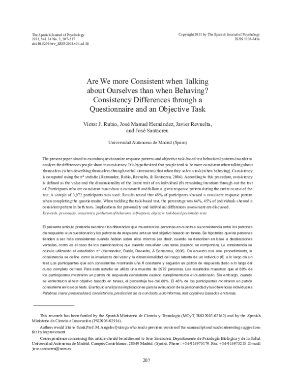 (PDF) Are We more Consistent when Talking about Ourselves than when ...
