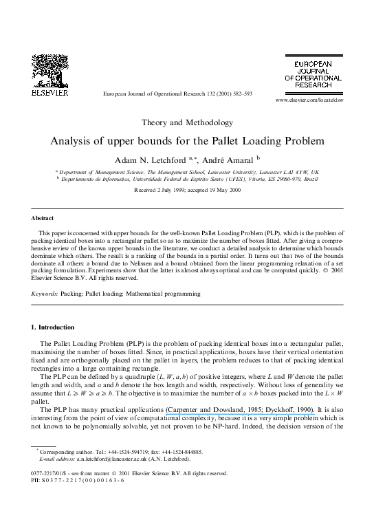 (PDF) Analysis of upper bounds for the Pallet Loading Problem