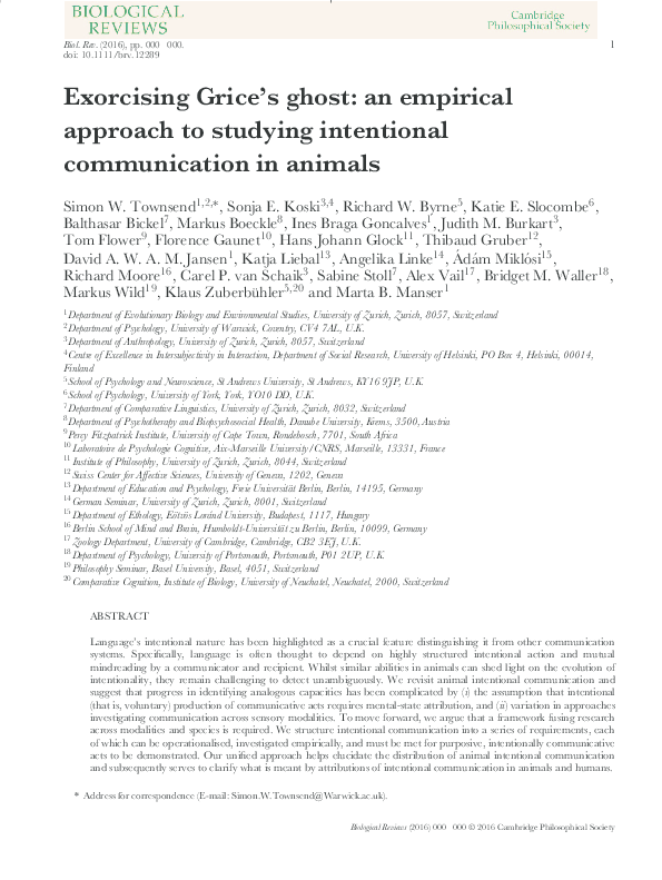 (PDF) Exorcising Grice's ghost: an empirical approach to studying intentional communication in ...