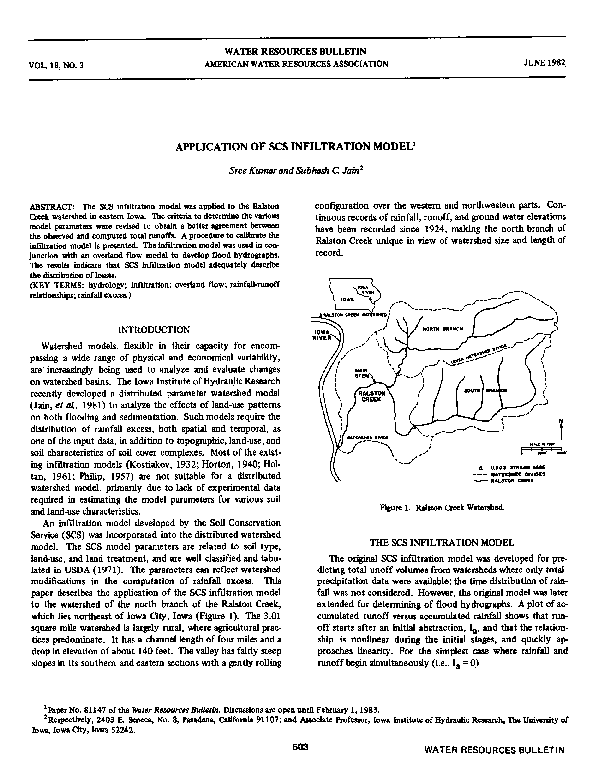(PDF) APPLICATION OF SCS INFILTRATION MODEL