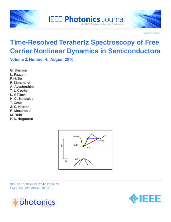 Pdf Time Resolved Terahertz Spectroscopy Of Free Carrier Nonlinear Dynamics In Semiconductors