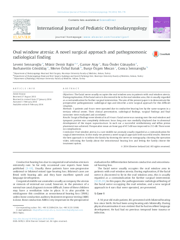 (PDF) Oval window atresia: A novel surgical approach and pathognomonic ...