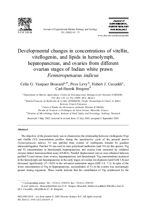 (PDF) Developmental changes in concentrations of vitellin, vitellogenin ...