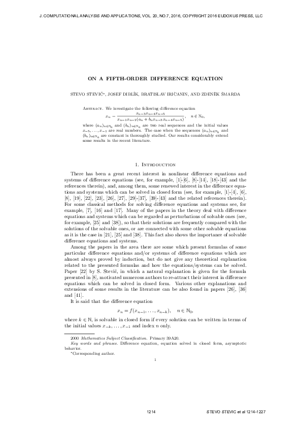 on-a-fifth-order-difference-equation-bratislav-iricanin-academia-edu