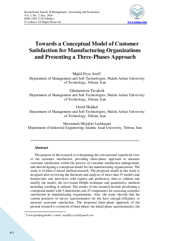 (PDF) Towards a Conceptual Model of Customer Satisfaction for ...