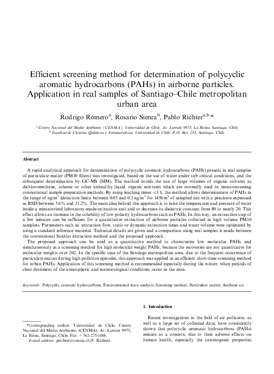 (PDF) Efficient screening method for determination of polycyclic aromatic hydrocarbons (PAHs) in ...