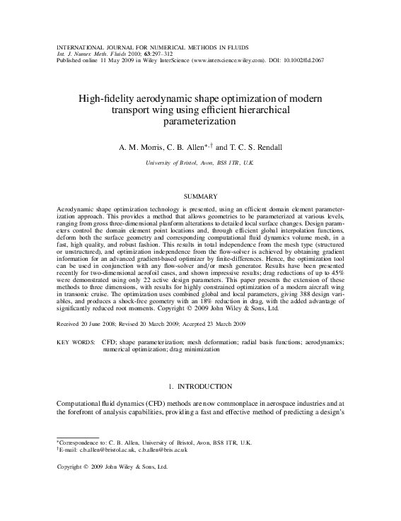 (PDF) High-fidelity aerodynamic shape optimization of modern transport wing using efficient ...