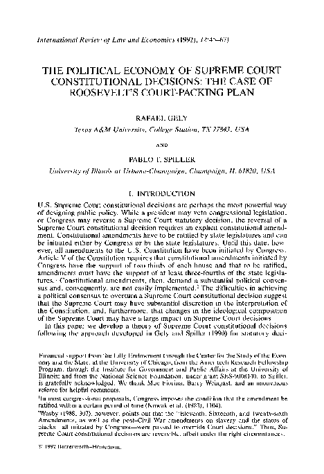 (PDF) The political economy of supreme court constitutional decisions ...