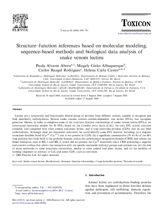 (PDF) Structure–function inferences based on molecular modeling, sequence-based methods and ...
