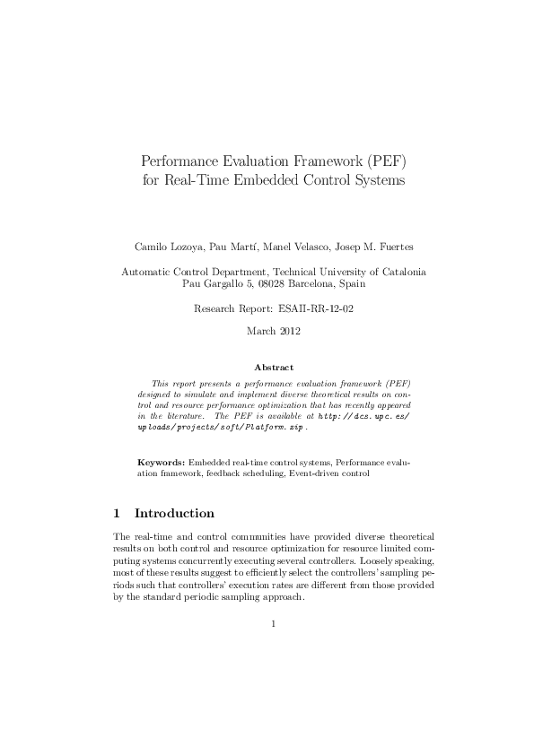 (PDF) Performance Evaluation Framework (PEF) for Real-Time Embedded ...