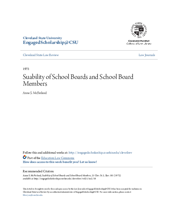 (PDF) Suability of School Boards and School Board Members