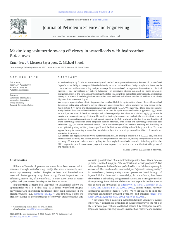 (PDF) Maximizing volumetric sweep efficiency in waterfloods with ...