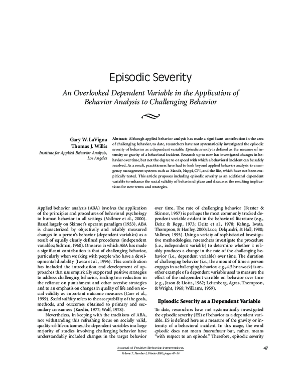(PDF) Episodic Severity: An Overlooked Dependent Variable in the ...