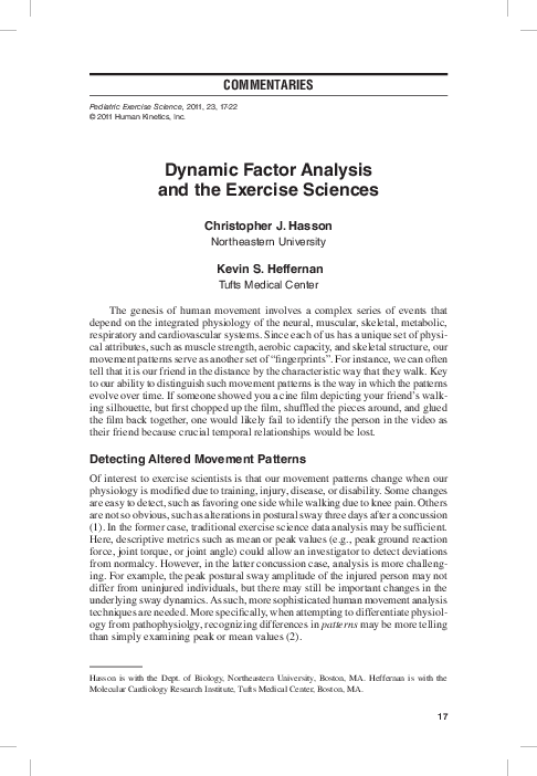 (PDF) Dynamic factor analysis and the exercise sciences