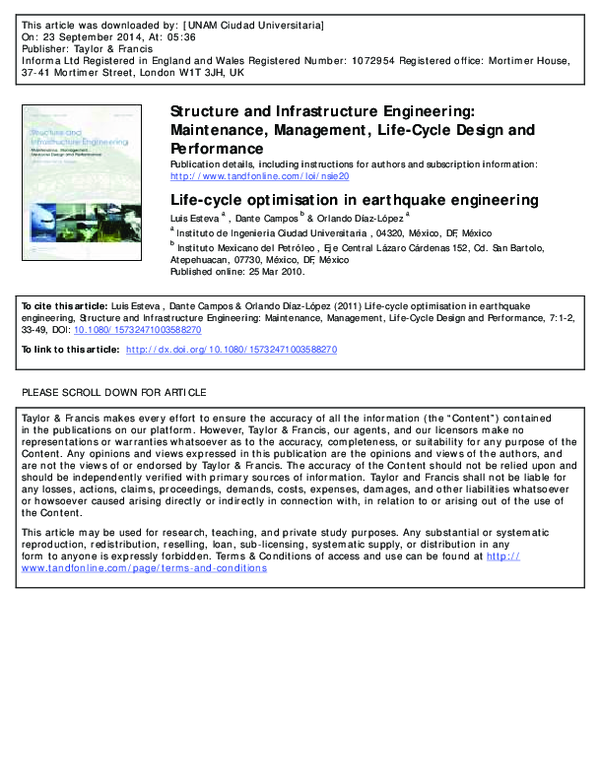 (PDF) Life-cycle optimisation in earthquake engineering