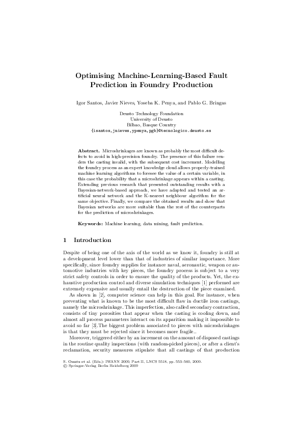 (PDF) Optimising Machine-Learning-Based Fault Prediction in Foundry ...