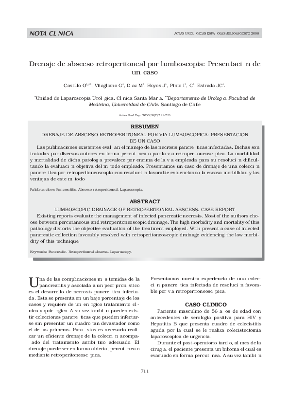 (PDF) Drenaje de absceso retroperitoneal por lumboscopia: Presentación ...