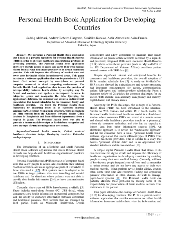 (PDF) Personal Health Book Application for Developing Countries