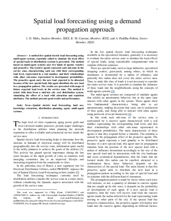 Pdf Spatial Load Forecasting Using A Demand Propagation Approach