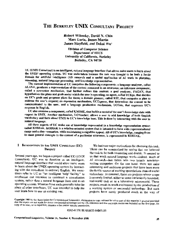 (PDF) The Berkeley UNIX Consultant Project