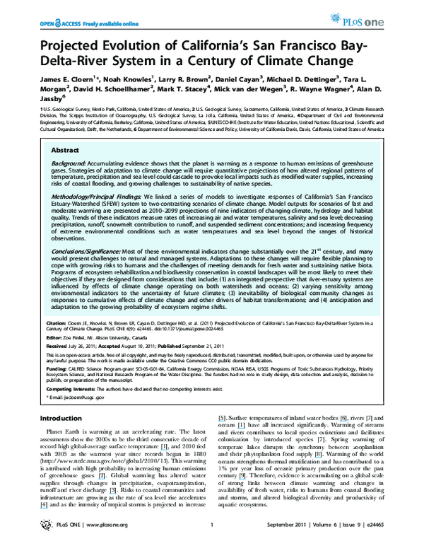 (PDF) Projected Evolution of California's San Francisco Bay-Delta-River ...