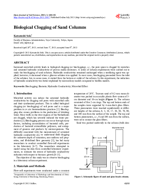 (PDF) Biological Clogging of Sand Columns