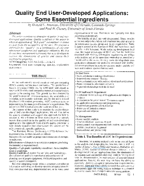 (PDF) Quality End User-Developed Applications: Some Essential Ingredients