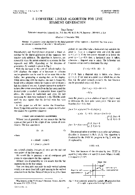 Pdf A Symmetric Linear Algorithm For Line Segment Generation