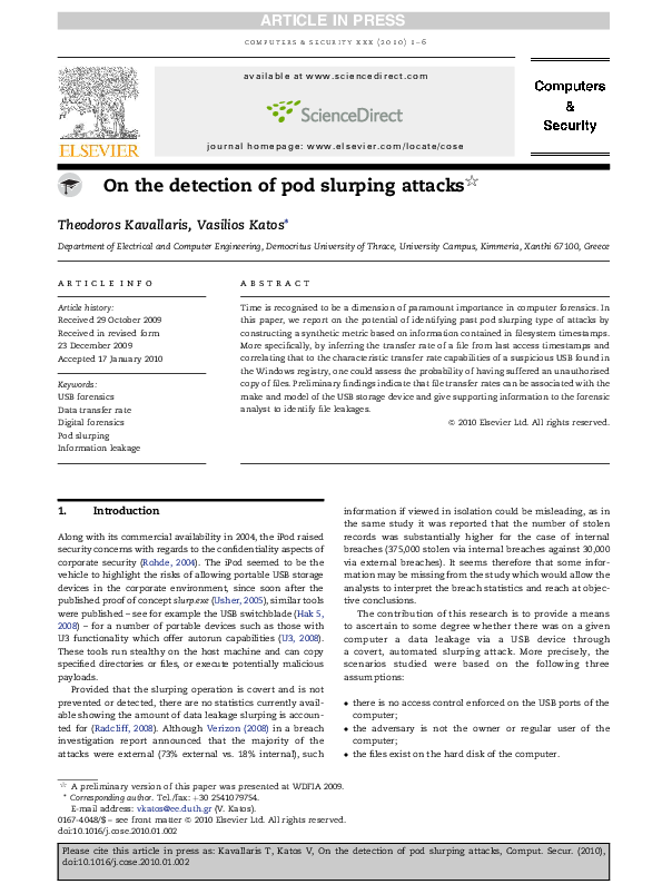 (PDF) On the detection of pod slurping attacks