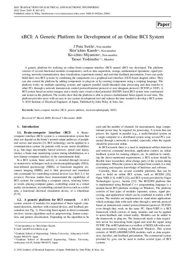 (PDF) xBCI: A Generic Platform for Development of an Online BCI System