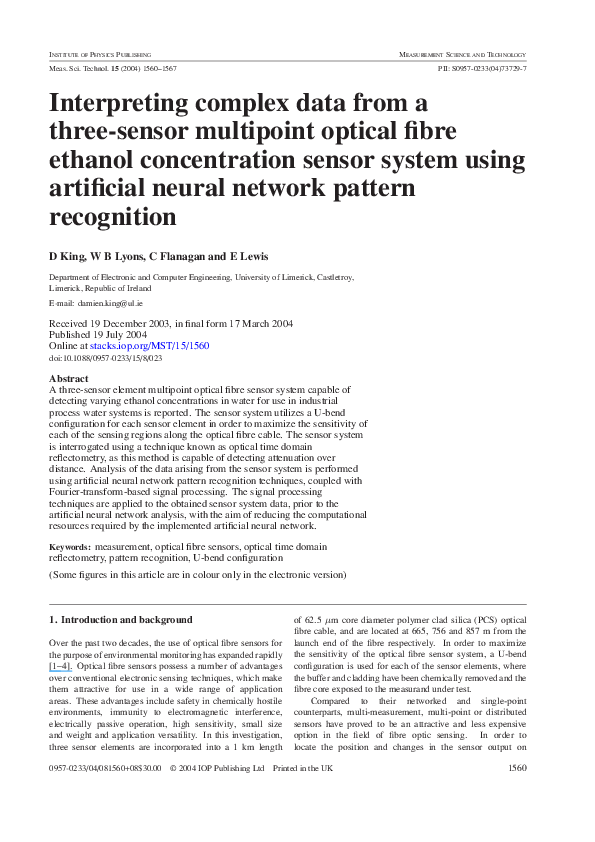 (PDF) Interpreting complex data from a three-sensor multipoint optical fibre ethanol ...