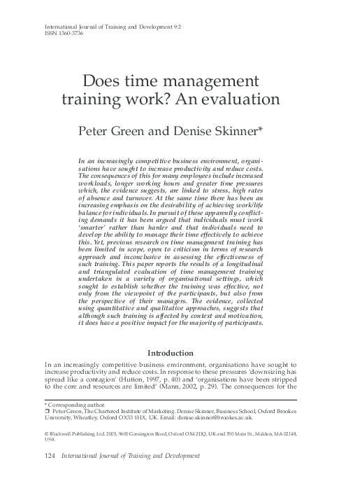 (PDF) Does time management training work? An evaluation