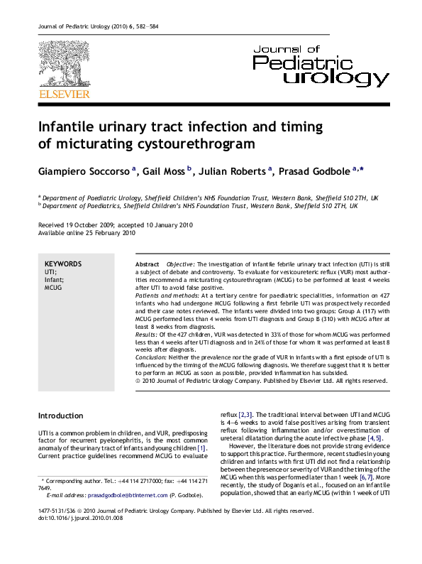 (PDF) Infantile urinary tract infection and timing of micturating ...