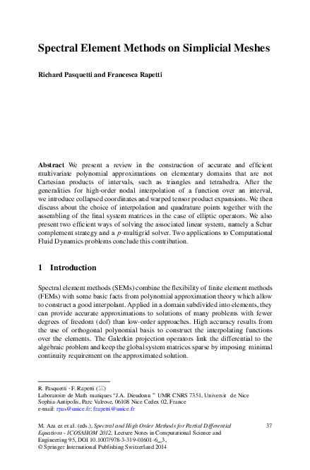 (PDF) Spectral Element Methods on Simplicial Meshes
