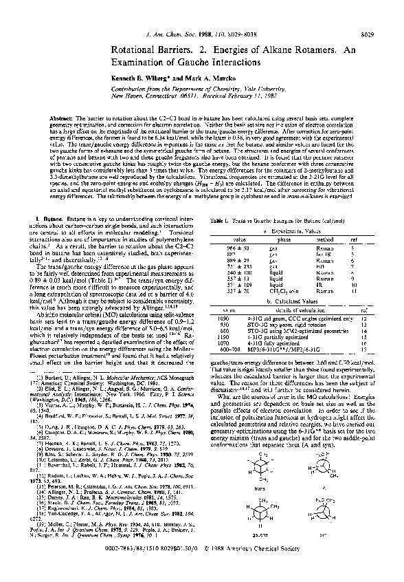(PDF) Rotational barriers. 2. Energies of alkane rotamers. An ...