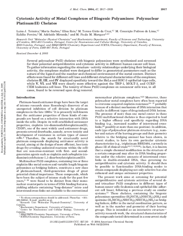 (PDF) Cytotoxic Activity of Metal Complexes of Biogenic Polyamines ...